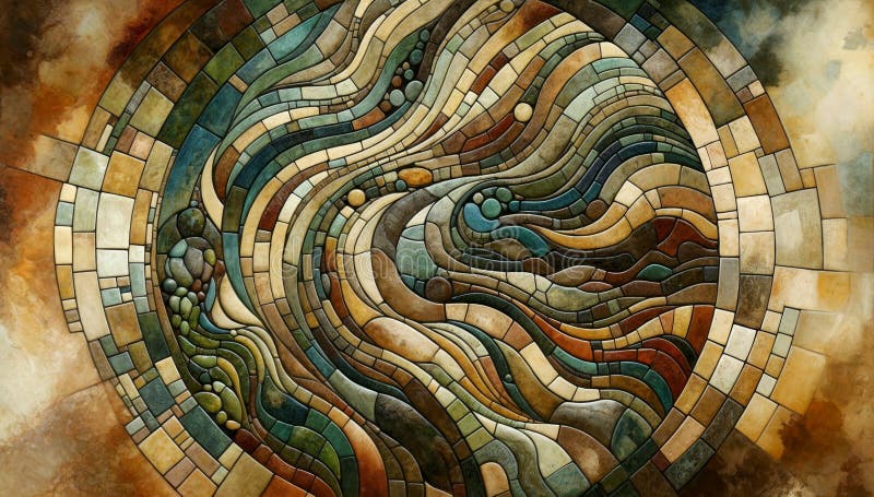 Mosaic Tile Artwork Featuring a Complex Pattern that Resembles an Earth ...