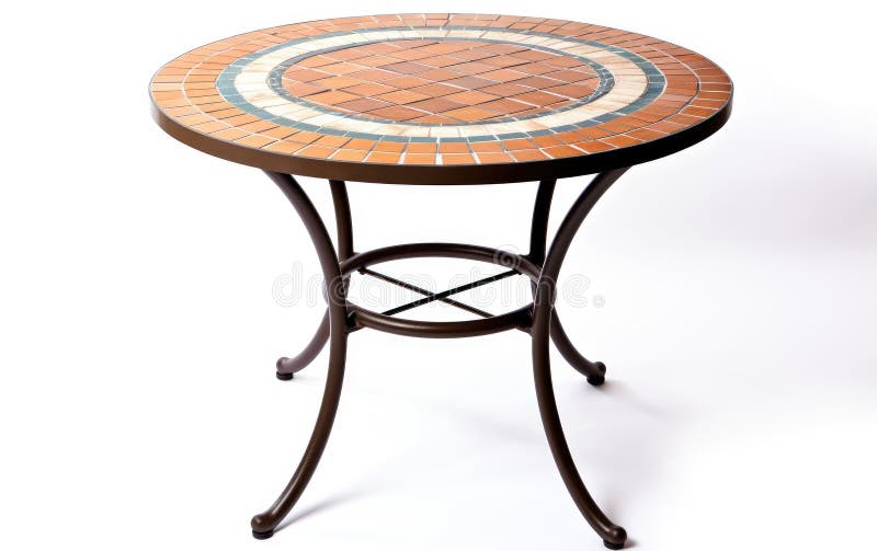 Mosaic Tile Bistro Table on White Background Stock Illustration ...