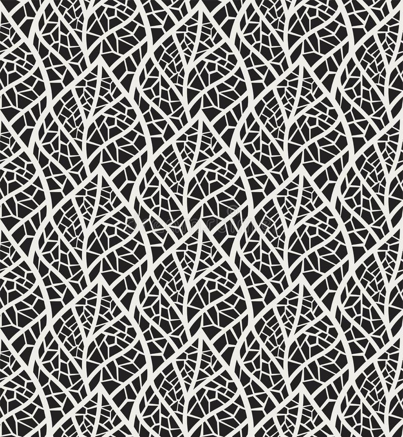 Mosaic Tile Decorative Leaves Seamless Pattern. Continuous Leaf ...