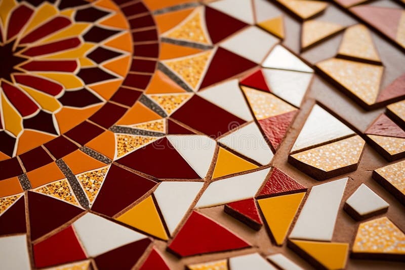 Mosaic Tile Floor Yellow Red Color Generative AI Stock Illustration ...
