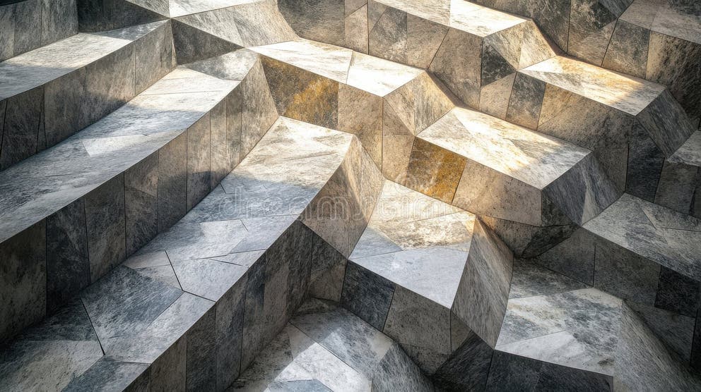 Mosaic Tile Geometry with Layered Texture, Illuminated for Artistic ...