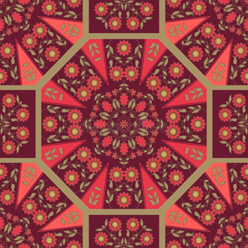 Mosaic Tile, Red Floral Background Stock Vector - Illustration of ...