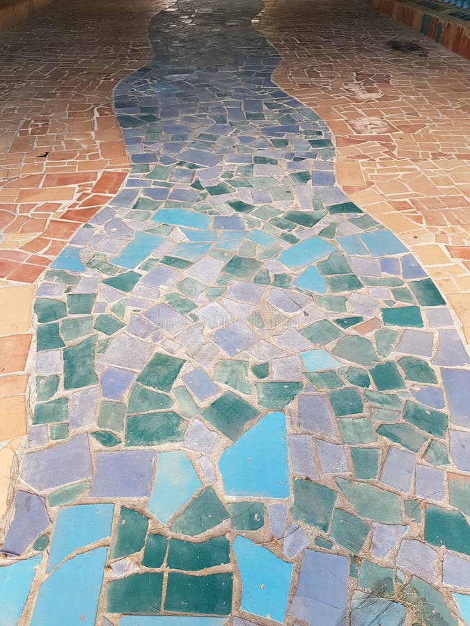 Mosaic path stock photo. Image of path, winding, colorful - 112365182