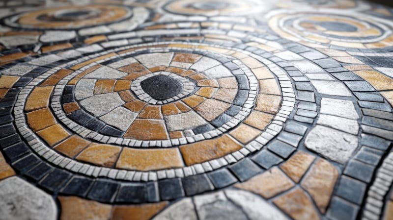 Mosaic Tiles Create Circular Pattern with Texture and Color Variations ...