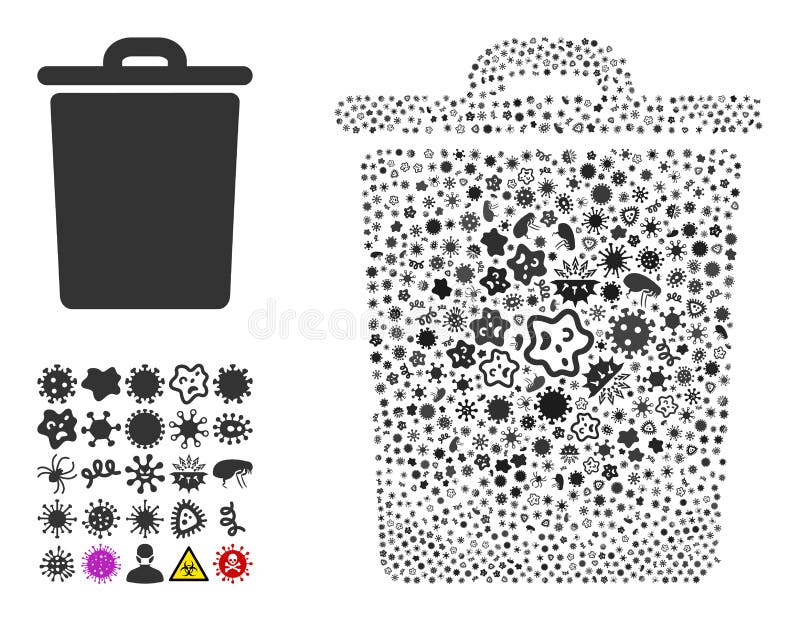 Mosaic Trash Bin Icon of Infectious Viruses Stock Vector - Illustration ...