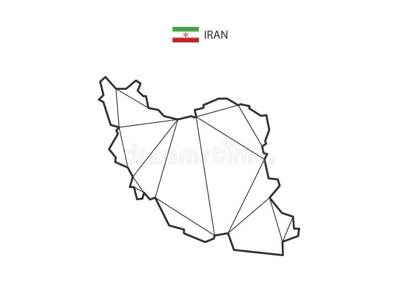 Mosaic Triangles Map Style of Iran Isolated on a White Background ...