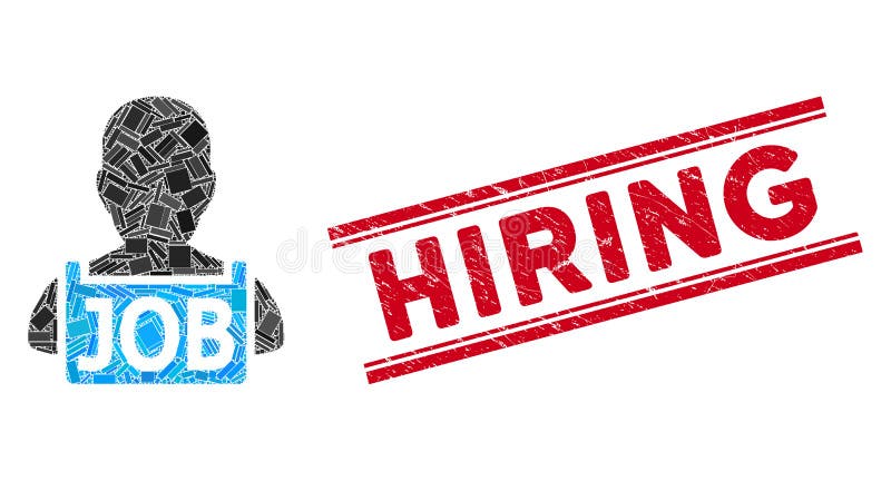 Unemployed Mosaic and Scratched Hiring Seal with Lines Stock Vector ...