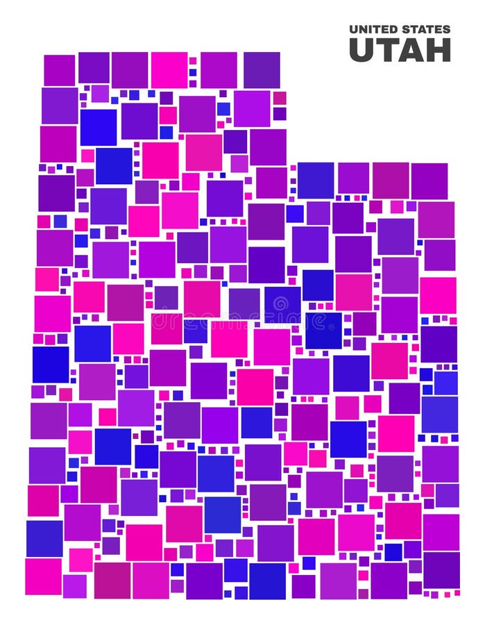 Mosaic Utah State Map of Square Elements Stock Vector - Illustration of ...
