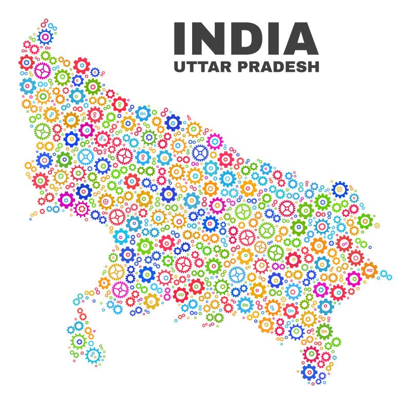 Uttar Pradesh State Map Population Demographics and Scratched Watermark ...