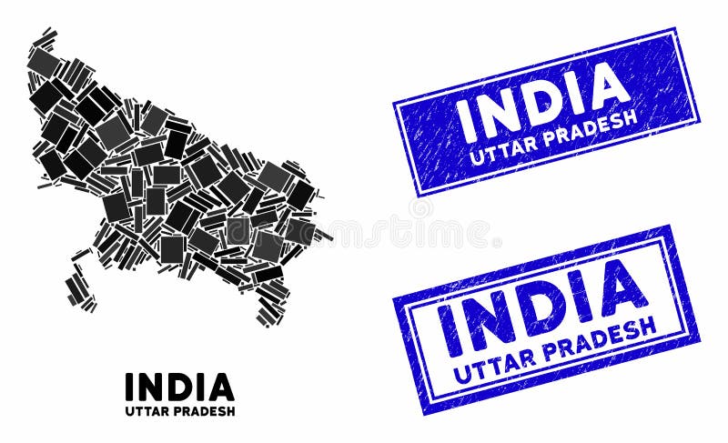 Mosaic Uttar Pradesh State Map and Grunge Rectangle Watermarks Stock ... Mosaic Uttar Pradesh State Map and Grunge Rectangle Watermarks Stock ...