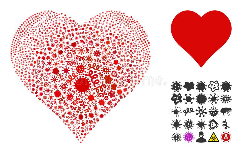 Mosaic Valentine Heart Icon of Infectious Pathogens Stock Vector ...