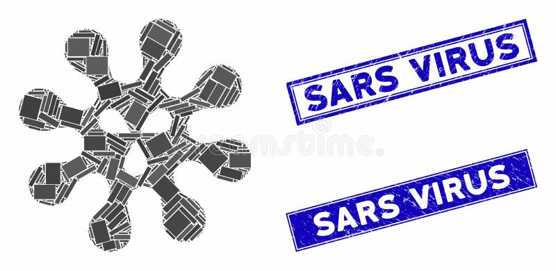 Virus Mosaic and Scratched Rectangle Sars Virus Watermarks Stock Vector ...