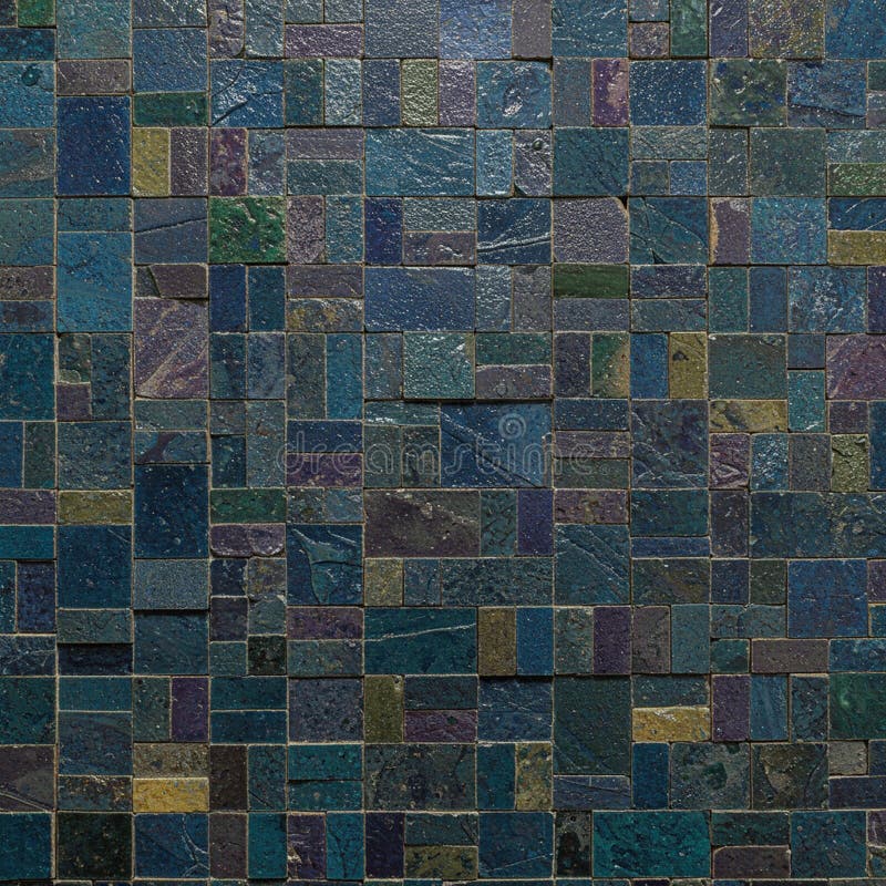 A Mosaic Wall Composed of Small, Square and Rectangular Tiles in ...