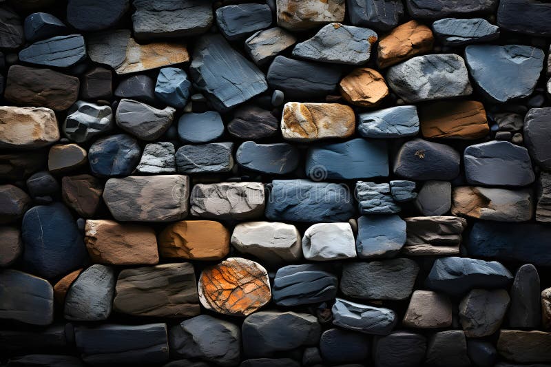 Mosaic Wall Made of Different Colored Stones. Abstract Background ...