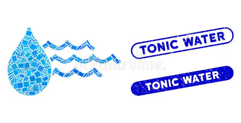 Collage Water Icon with Coronavirus Textured Tonic Water Stamp Stock ...