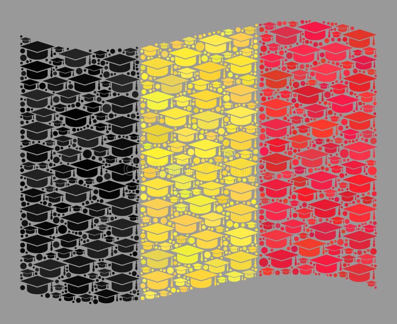 Graduation Waving Belgium Flag - Collage with Graduation Cap Icons ...