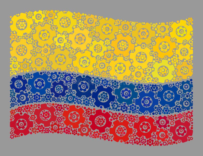 Waving Factory Colombia Flag - Mosaic of Gear Objects Stock Vector ...