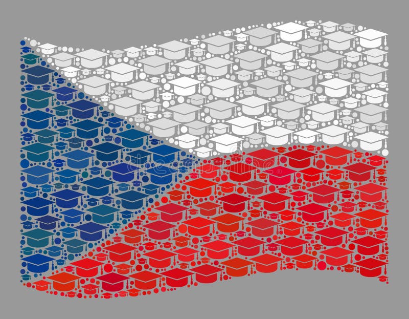 Graduation Waving Czech Flag - Mosaic of Graduation Cap Icons Stock ...