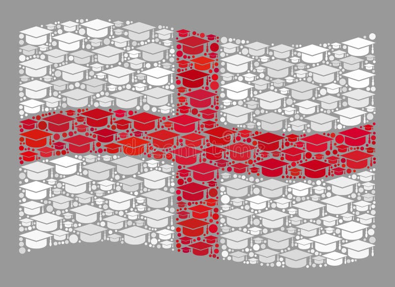 Graduation Waving England Flag - Collage of Graduation Cap Items Stock ...