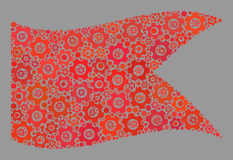 Waving Factory Red Guidon Flag - Collage of Cog Objects Stock Vector ...