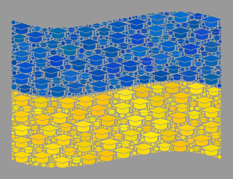 Graduation Waving Ukraine Flag - Collage of Graduation Cap Elements ...