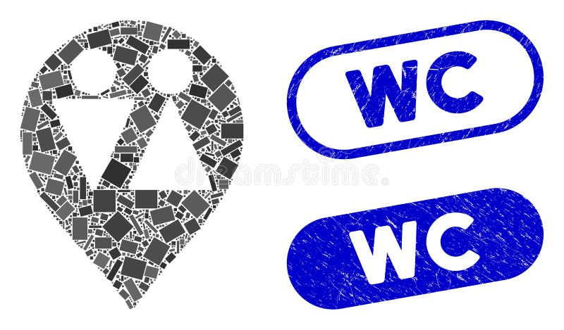 Rectangle Collage WC Map Marker with Grunge WC Stamps Stock Vector ...