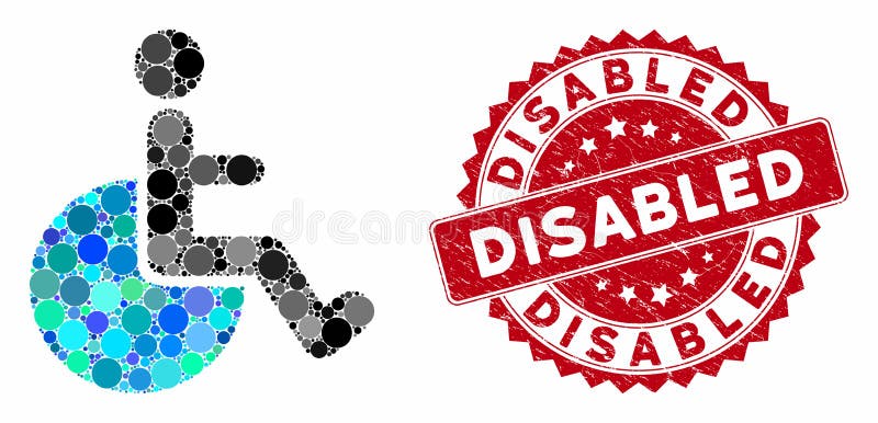 Mosaic Wheelchair with Distress Disabled Seal Stock Illustration ...