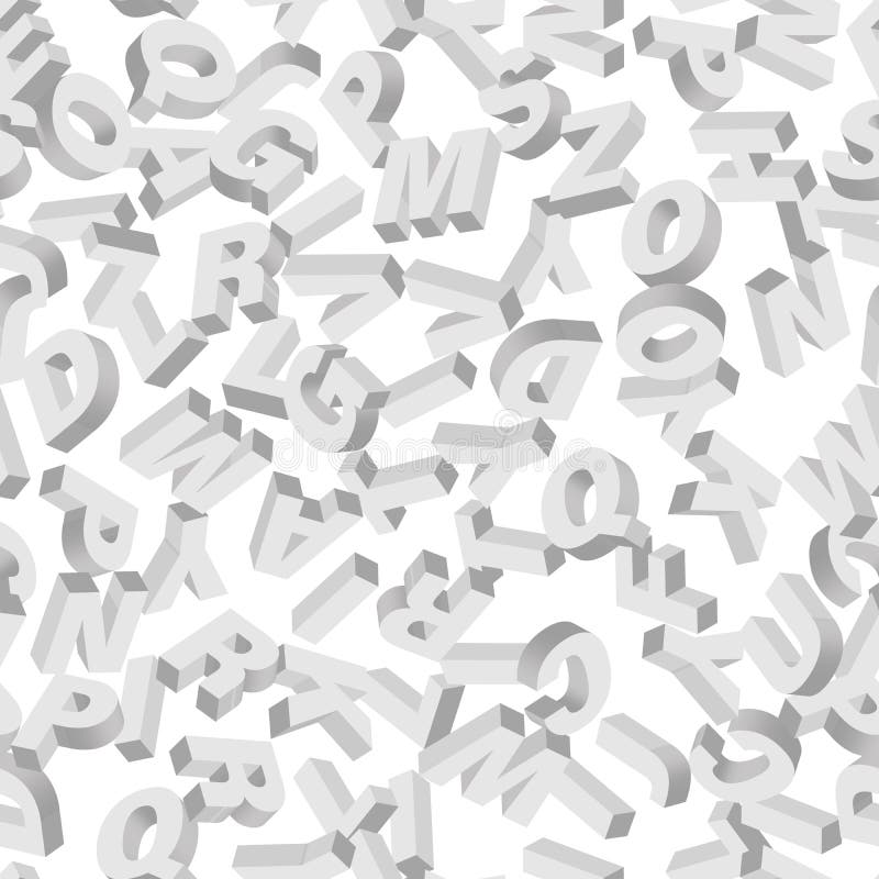 Mosaic of White 3D Letters. Vector Seamless Pattern Stock Vector ...