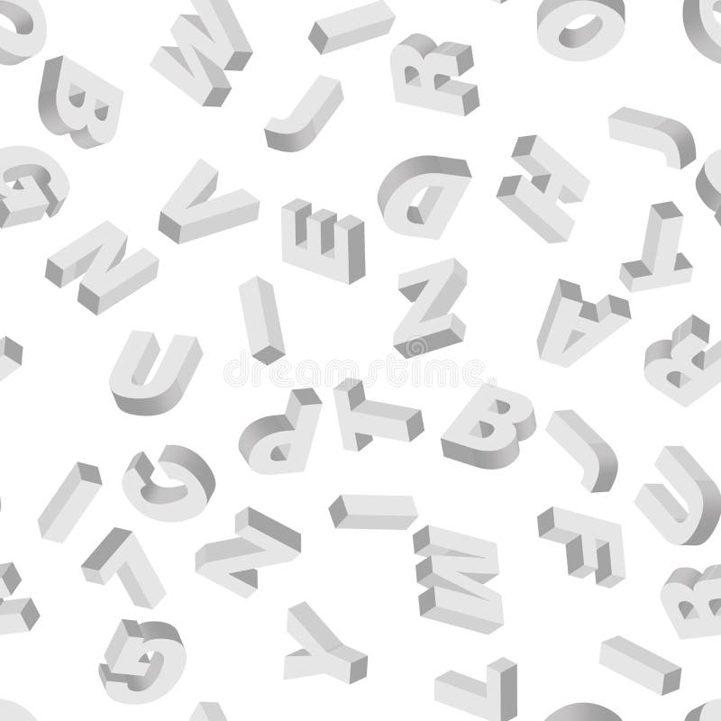 Mosaic of White 3D Letters. Vector Seamless Pattern Stock Vector ...