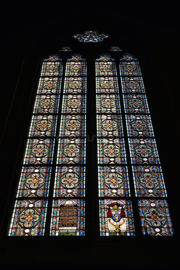 Mosaic Windows in Zagreb Cathedral Stock Photo - Image of religious ...