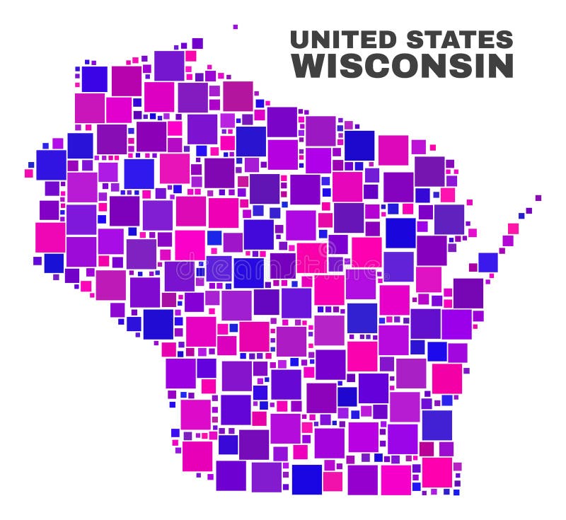 Mosaic Wisconsin State Map of Square Elements Stock Vector ...
