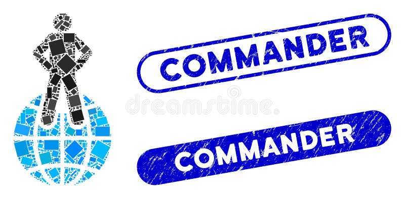 Rectangle Mosaic World Commander with Distress Commander Seals Stock ...