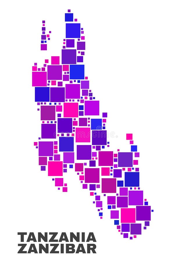 Mosaic Zanzibar Island Map of Square Elements Stock Vector ...