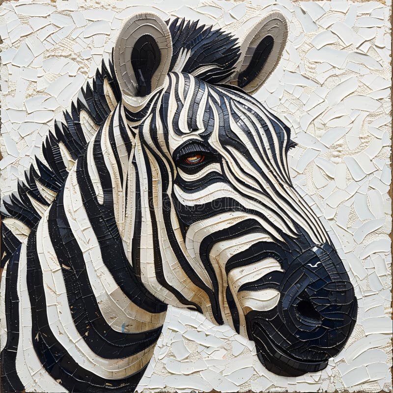 Mosaic Zebra Portrait stock illustration. Illustration of contrast ...