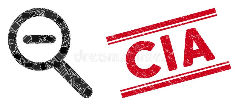 Zoom Out Mosaic and Scratched CIA Stamp Seal with Lines Stock Vector ...