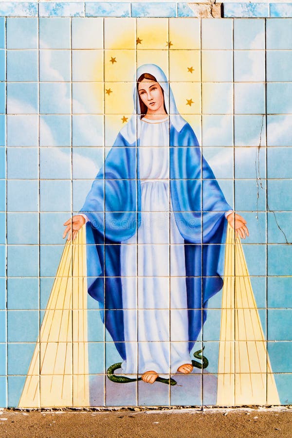 Mosaico da Virgem Maria foto de stock editorial. Imagem de azul - 36072133