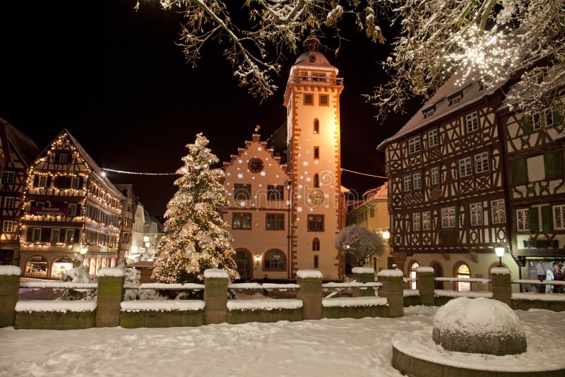 Mosbach stock image. Image of stars, timbered, lighted - 68496659