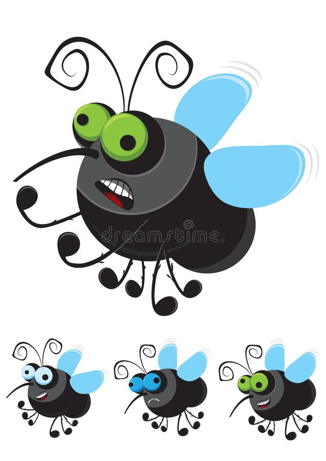 Mosca Engraçada Dos Desenhos Animados Ilustração do Vetor - Ilustração ...