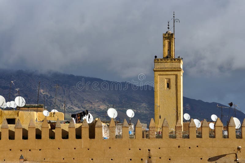 Moschee in Fès, Marokko stockbild. Bild von mittelalterlich - 7642139