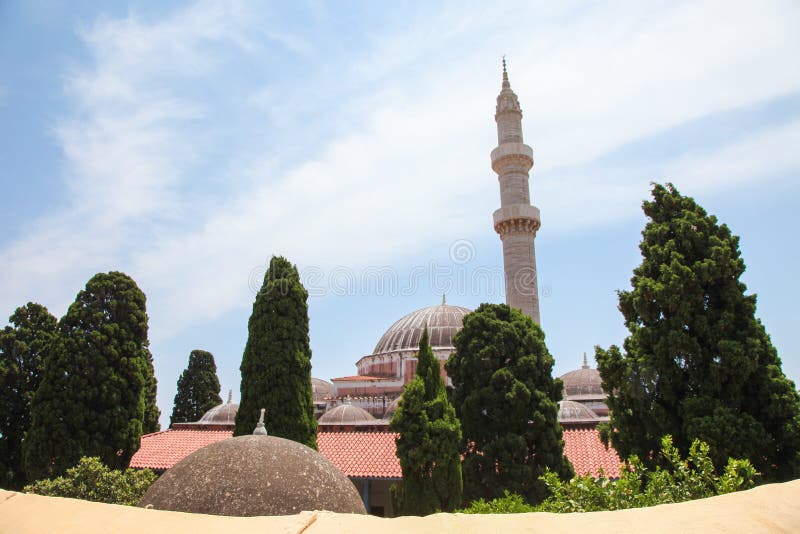 Moschee Von Suleiman in Rhodos, Griechenland Stockfoto - Bild von insel ...