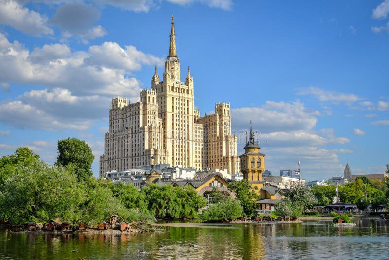Lake View of the Stalin Skyscraper Building on Barrikadnaya Square ...