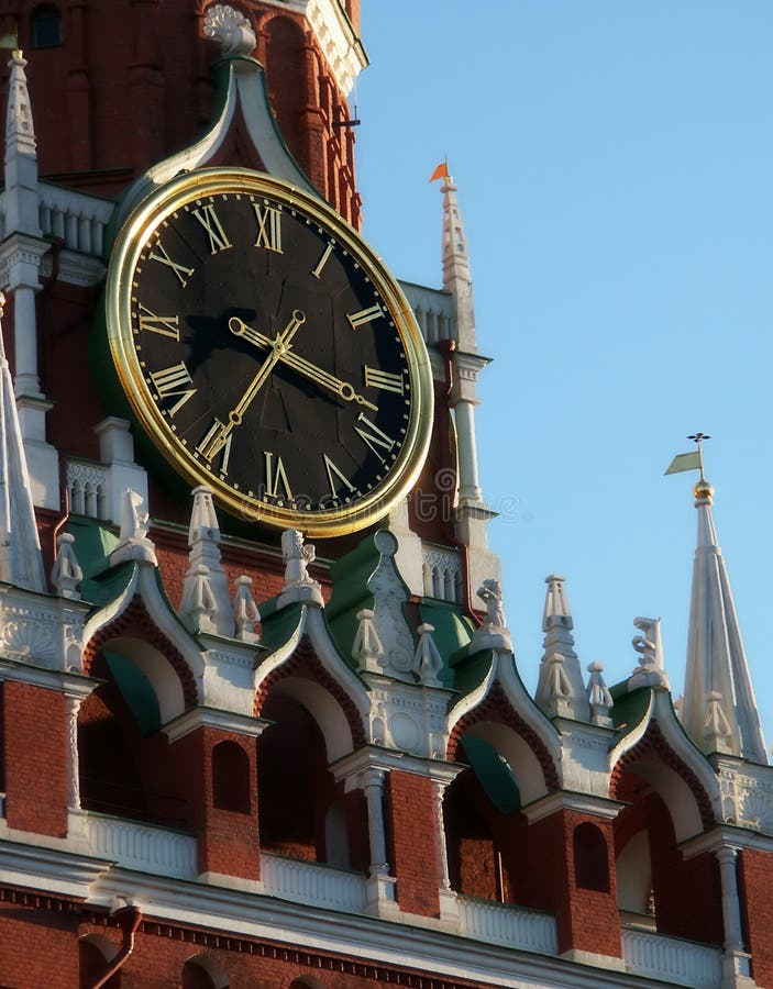 Giant Tower Clocks of Moscow State University Stock Photo - Image of ...