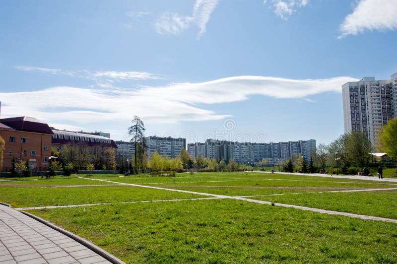 Moscow Boulevard in Residential Area Stock Photo - Image of residential ...
