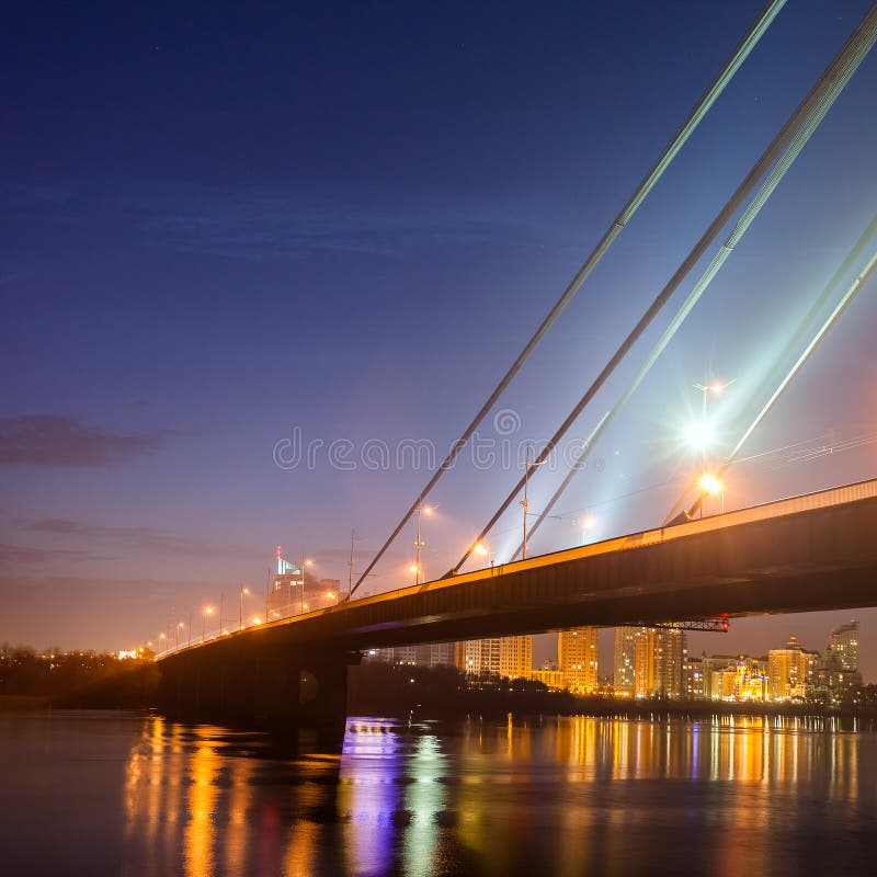 Moscow Bridge Wide Angle Panorama Tonight Stock Image - Image of ...