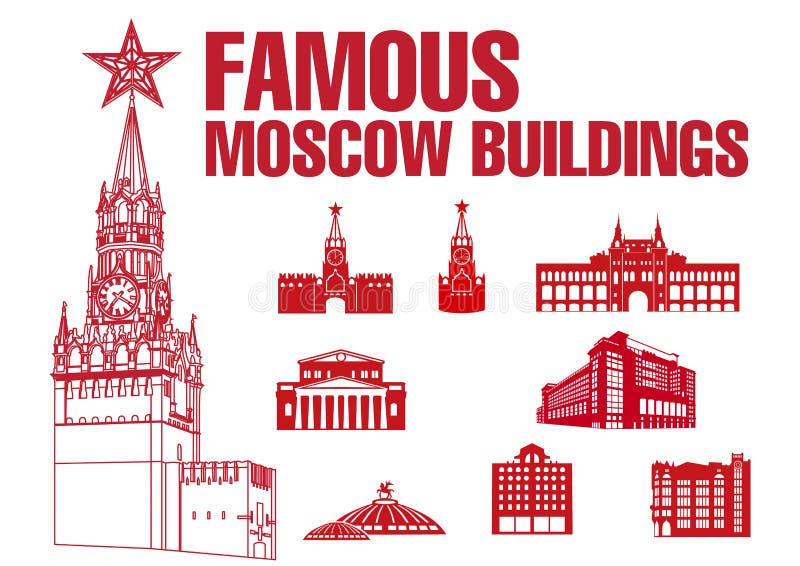 Moscow Buildings Icons stock vector. Illustration of vector - 39885928