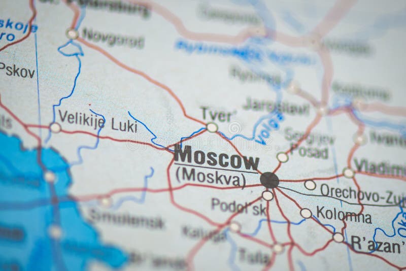 Moscow Capital of Russia on the Map Stock Image - Image of cartography ...
