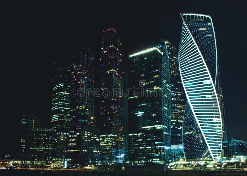 Moscow City Building at Night View from the Observation Platform ...