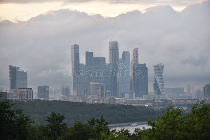 Moscow city in clouds editorial photography. Image of grey - 129670877