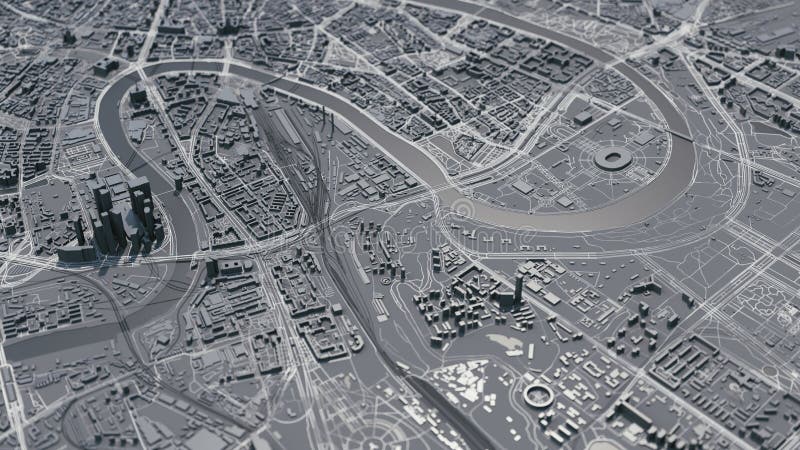 Moscow city 3d map. stock illustration. Illustration of road - 194479431