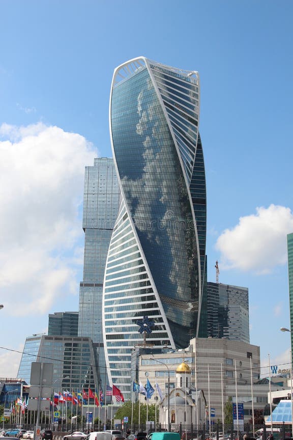Moscow City. Evolution Tower Editorial Stock Image - Image of rise ...